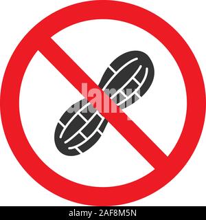 Forbidden sign with peanut, groundnut free, nut allergy flat color line ...