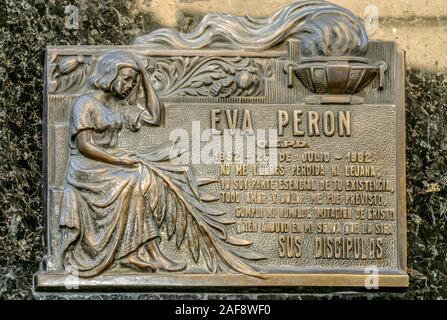 Statue of Eva Peron in the Recoleta neighborhood of Buenos Aires ...