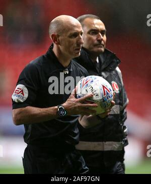 Referee Andy Davies after the final whistle of the Sky Bet Championship ...