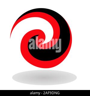 Maori Koru icon Black Red with Shadow New Zealand Kiwiana style Stock ...