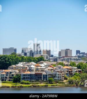 High density low rise residential houses alongside the Swan River in ...