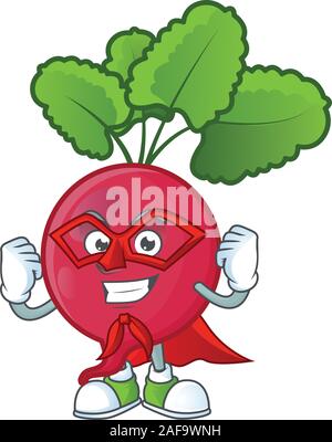 Cartoon beetroot super hero character isolated vector icon. Funny ...