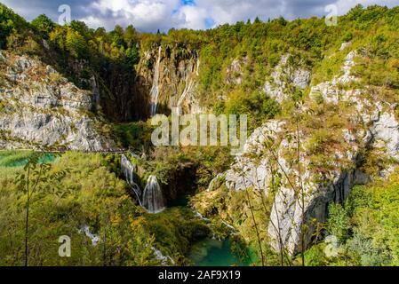 Great Waterfall and Sastavci Waterfalls in Plitvice Lakes National Park ...