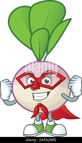 Cartoon beetroot super hero character isolated vector icon. Funny ...