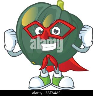 Cartoon squash super hero vegetable character. Isolated vector funny ...