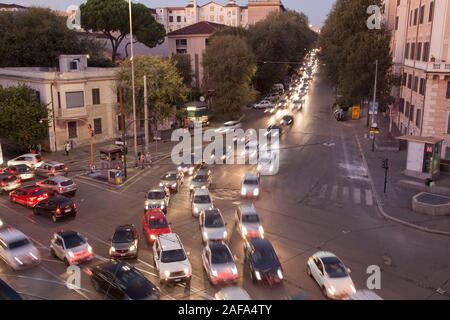 Traffic congestion in the centre of Rome, Italy causing both air and ...
