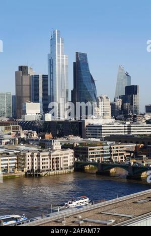 A cityscape in daylight of the Square Mile London financial district ...