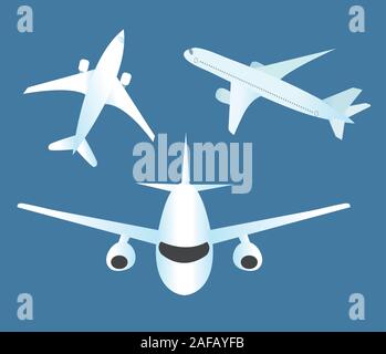 Aircraft top view icon set. Set of black silhouette airplanes, jets ...
