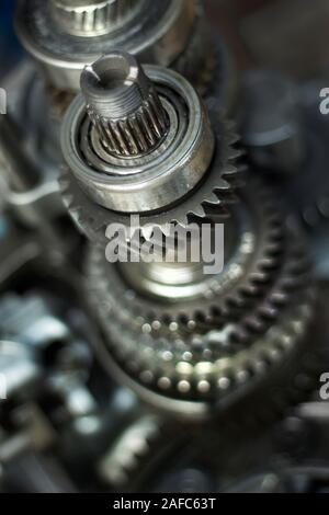 A set of gear wheels mounted on rollers. Gears, modes, manual ...