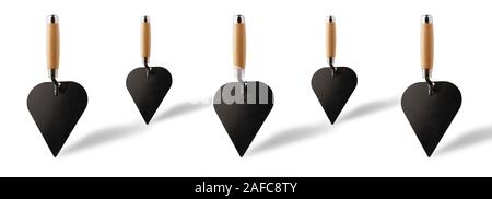 Triangle trowel isolated on white, set. Construction tool Stock Photo ...