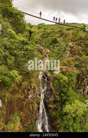 Nyanga Mountains, Zimbabwe. People walking on the "Skywalk" - a bridge ...