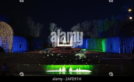 The Christmas lights trail at Alnwick Gardens in Northumberland Stock ...