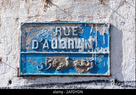 MARRAKECH - DEC 28: Traditional vintage Moroccan Street Sign on the ...
