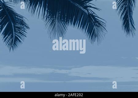 Color of the year 2020: Blue. Golden christmas balls in ice cream ...