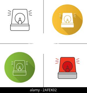 Fireman siren linear icon. Police alarm. Thin line illustration ...