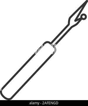 Sewing seam ripper linear icon. Thin line illustration. Stitch ...