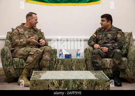 Peshmerga Commander Maj. Gen. Sirwan Barzani, shows U.S. Army Col ...