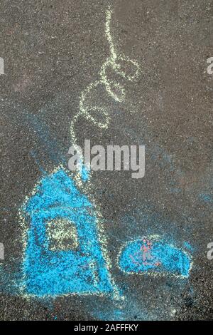 Child picture of family painted with colored pencils Stock Photo - Alamy