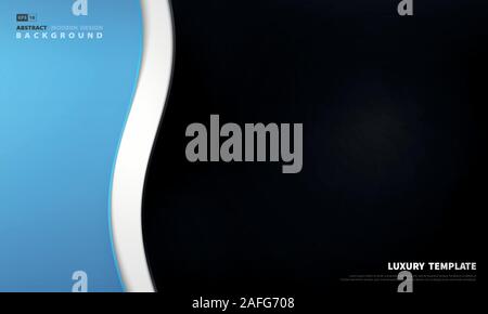 Black cover design template set. Neon abstract lines on dark blue ...