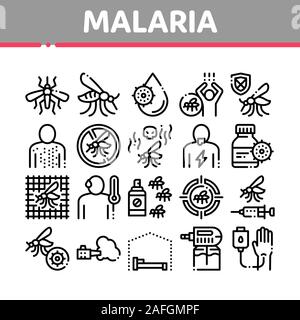 Malaria Illness Dengue Collection Icons Set Vector Stock Vector Image ...
