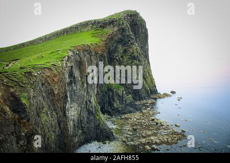 Headland with steep cliffs, Neist Point Lighthouse, Duirinish Peninsula ...