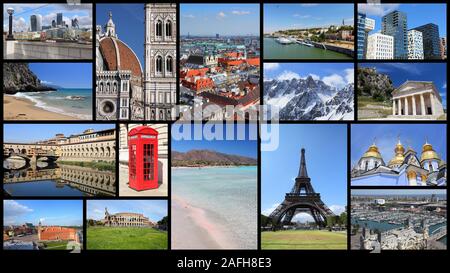 Europe landmarks - tourism attractions collage including London, Oslo ...