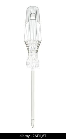 Polygonal screwdriver wireframe. Tool isolated on a white background ...