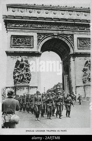 German soldiers marching in Paris, 14 June 1940. Artist: Unknown Stock ...