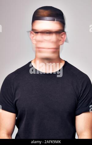 Concept Shot Of Man With Distorted Face Illustrating Mental Health ...
