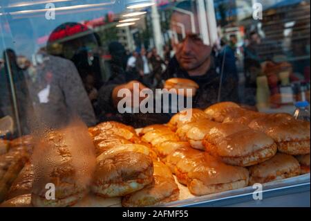 The famous Turkish Islak or wet hamburger for sale in Taksim square ...