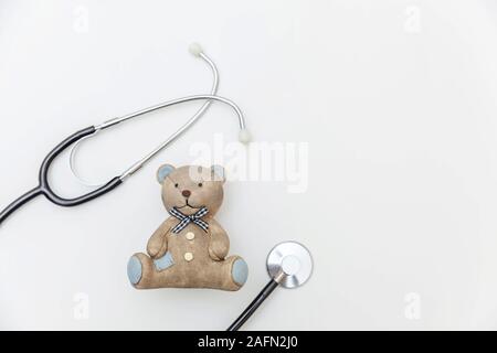 Simply minimal design toy bear and medicine equipment stethoscope ...