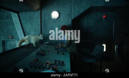 London.UK. Dafne Keen and Pantalaimon (voiced by Kit Connor) in a scene ...