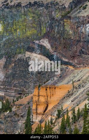 Pumice Castle, aka Castle Rock, in the caldera of Crater Lake National ...