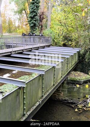 old artifical riverbed - steel trough bridge as a mill canal Stock ...