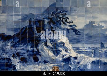 Azulejo tiles showing the mythological character Adamastor created by ...