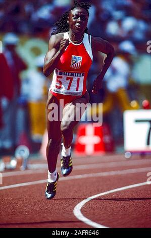 Denean Howard (USA) competing in the 400m at the 1988 Olympic Summer ...
