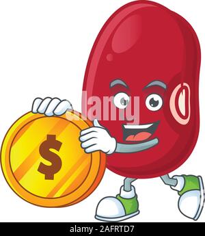 Happy face adzuki beans character with money on hand Stock Vector Image ...