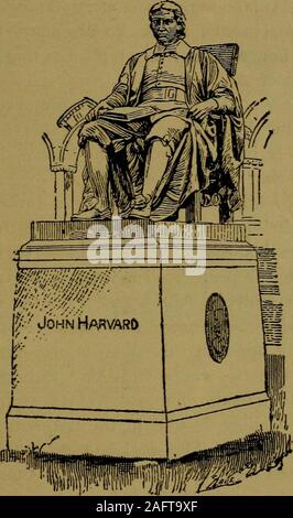 Memorial Hall and John Harvard Statue, Harvard College, between 1890 ...