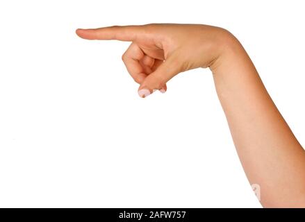 Hand pointing left Stock Photo - Alamy