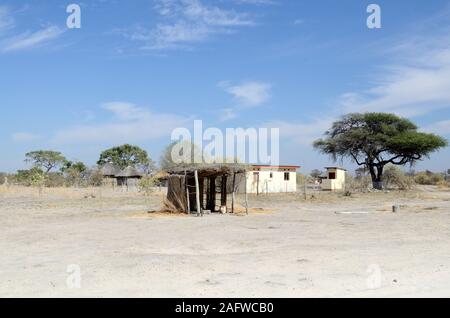 Small traditional Botswanan village huts Moremi National Park Botswana ...