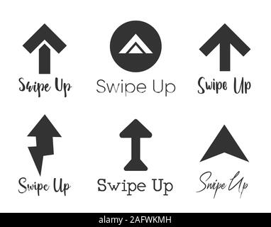 Set of Swipe up internet button, online web design arrow move icon ...