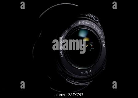Camera lens on dark background Stock Photo - Alamy