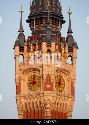 Calais town hall clock / belfry Stock Photo - Alamy