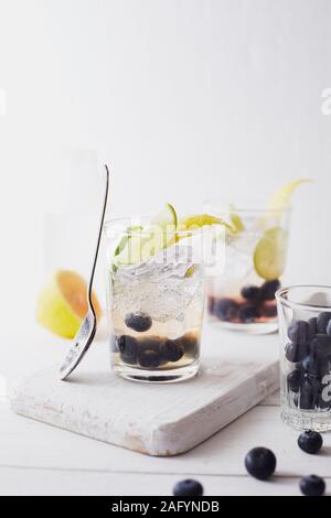 Summer fresh blueberry lemonade cocktails Stock Photo - Alamy