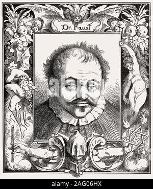 JOHANN GEORG FAUST (c 1480 or 1466 - c 1541) German alchemist with ...