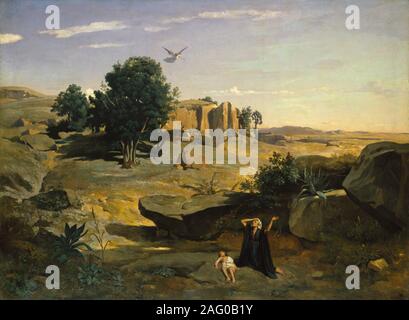 Painting of Hagar in the wilderness with her son Ishmael Dying under a ...