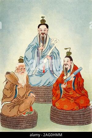 The Three Pure Ones or taoist trinity with offerings , Taoist festival ...
