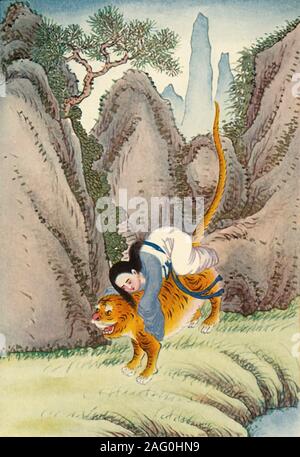 The Tiger Carries Off Miao Shan 1920s illustration by a Chinese artist ...