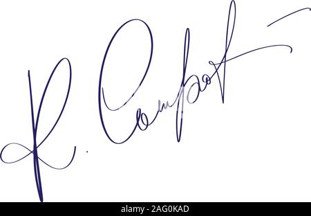 Manual signature for documents on white background. Hand drawn ...