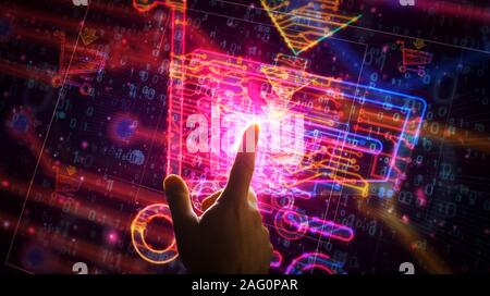 Online shopping 3D Illustration, online shop, online payment and ...